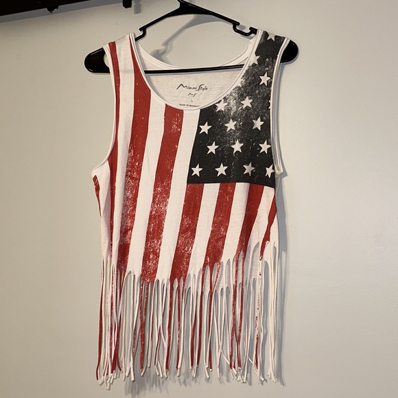 Miami style | Tops | American Flag Fringe Tank Top | Poshmark